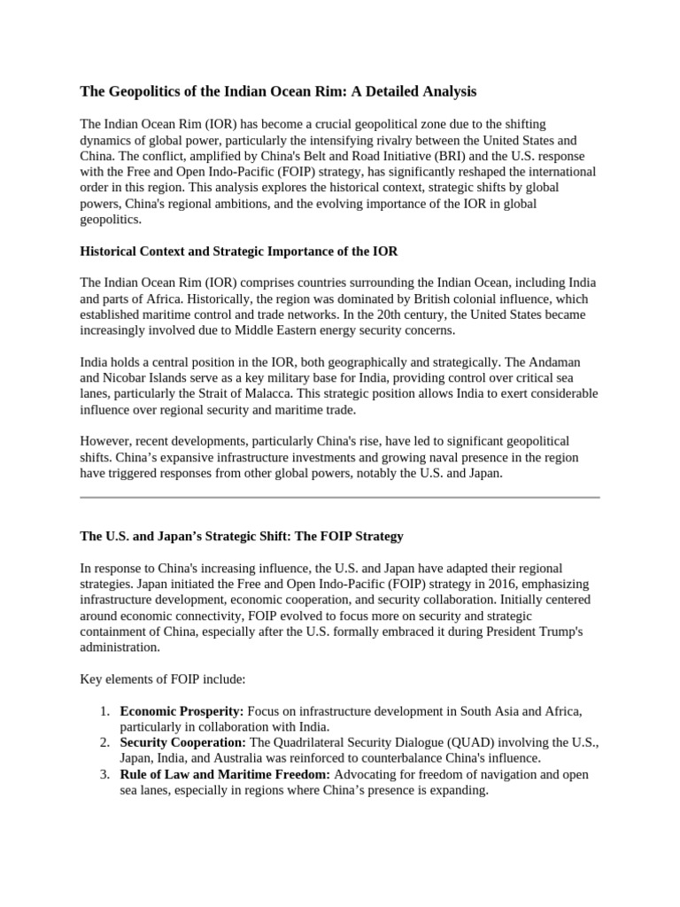 Indian Ocean Geopolitics: Key Dynamics | PDF | Gulf Cooperation Council ...