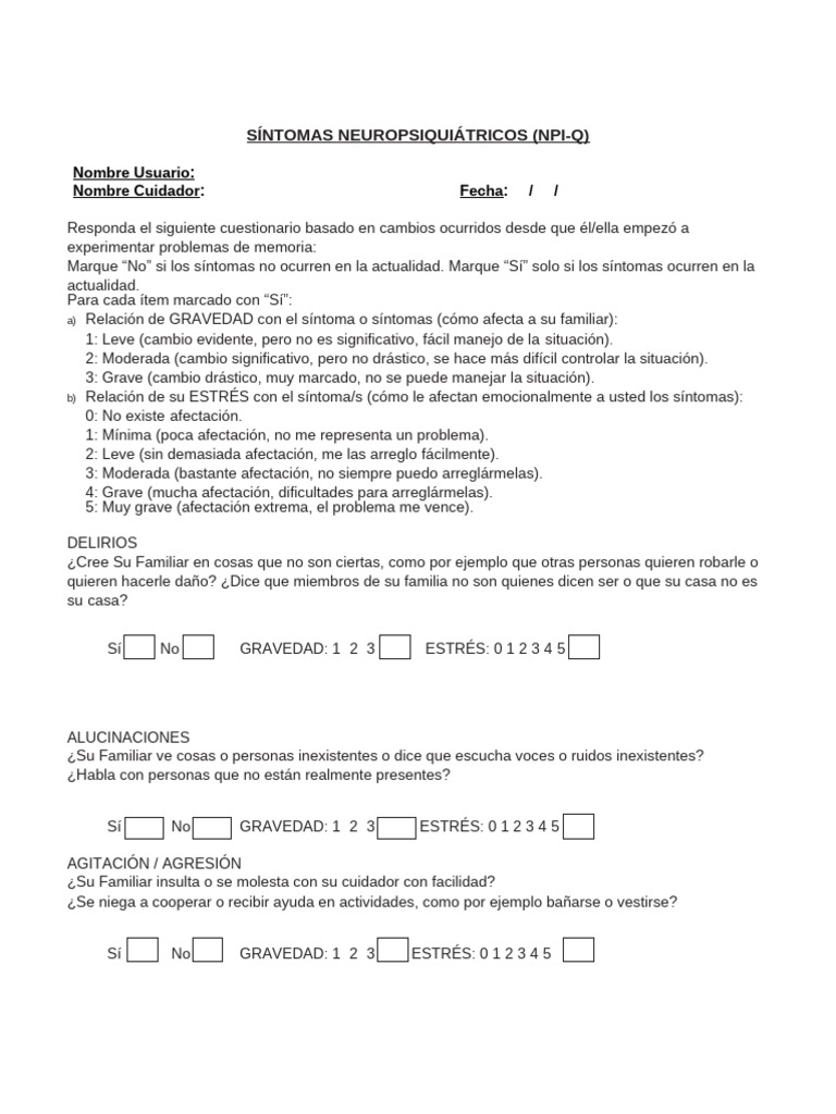 Formato NPI-Q | PDF | Estrés (biología) | Ciencias del comportamiento