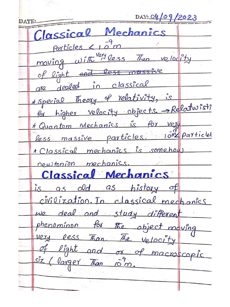 Classical Mechanics Mid Notes | PDF