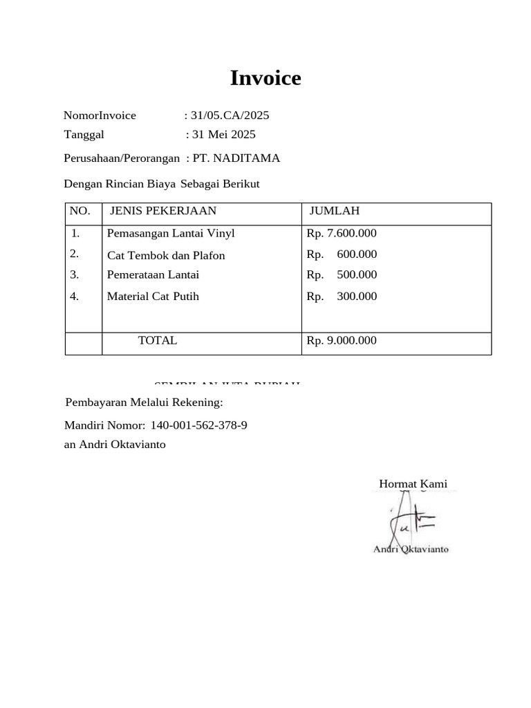 Invoice Renovasi Ruang Lt.1 PELNI-1 | PDF