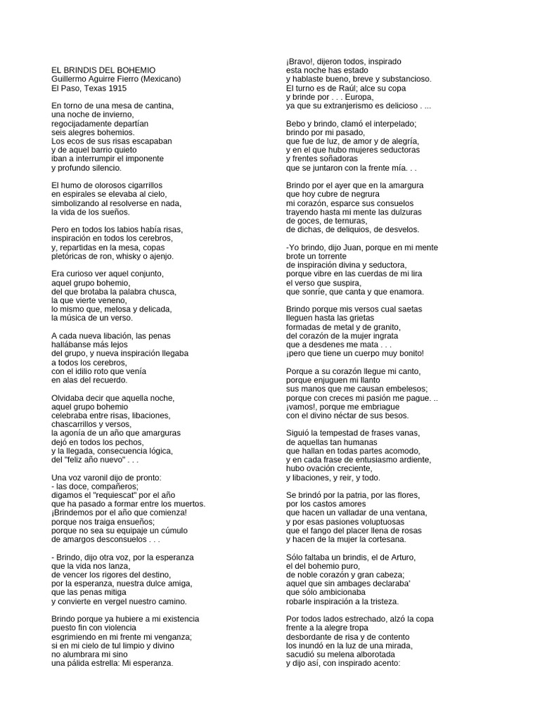 El Brindis Del Bohemio | PDF