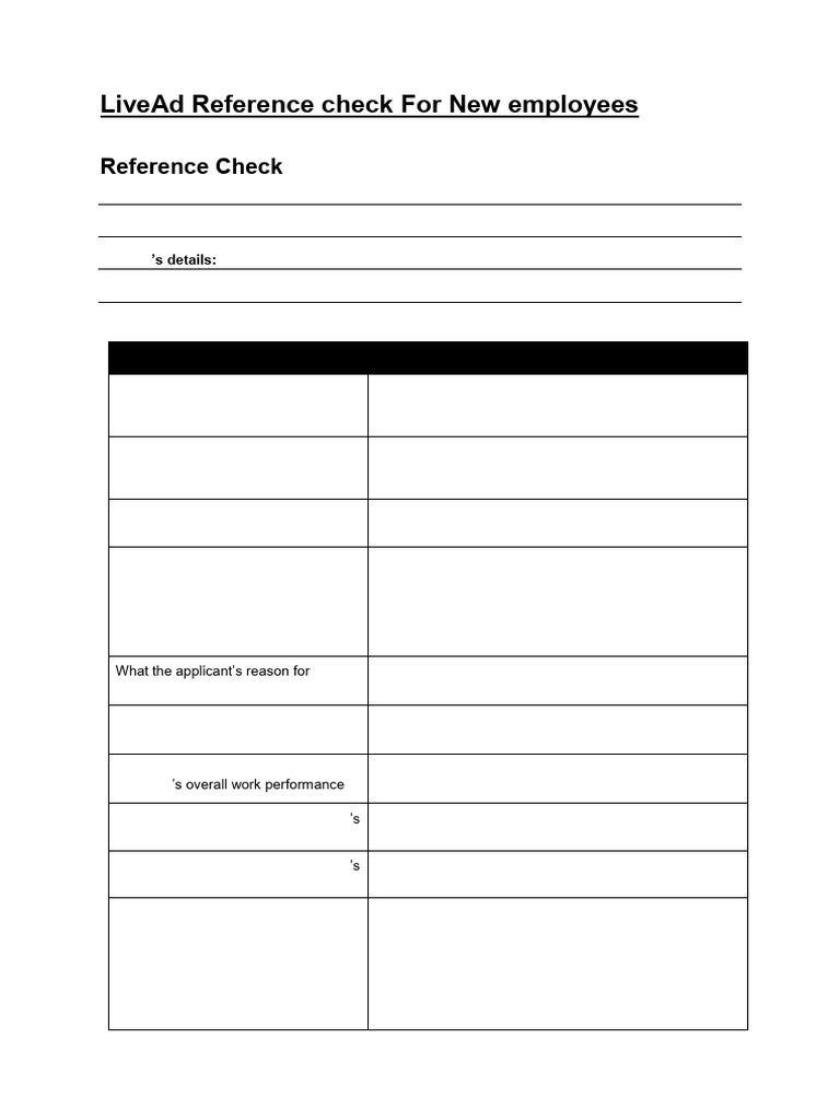 Reference Check for New Employee | PDF | Accounts Payable | Business