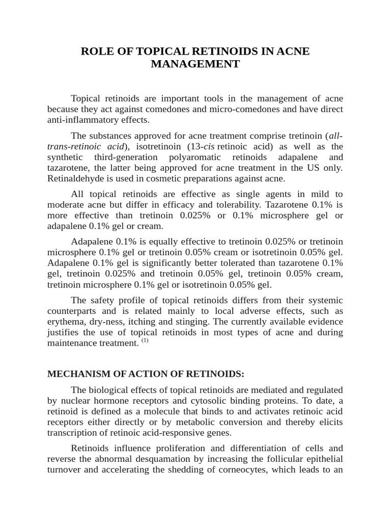 Role of Topical Retinoids in Acne Management | PDF | Clinical Medicine ...