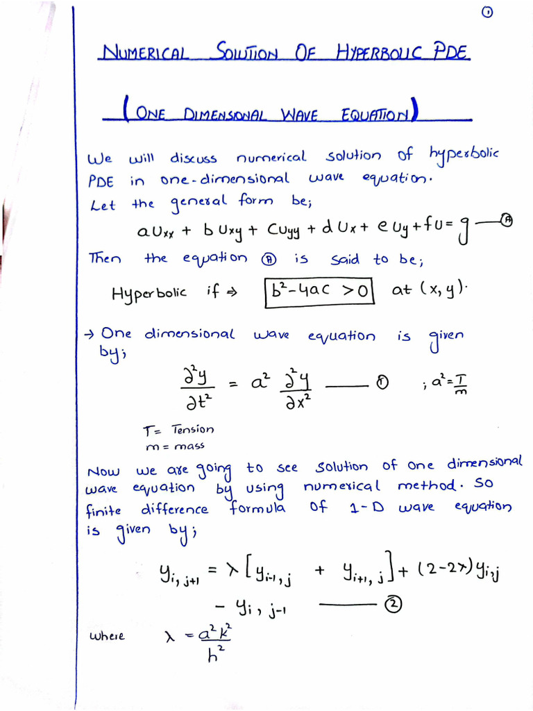 Numerical Solution of Hyperbolic PDE | PDF