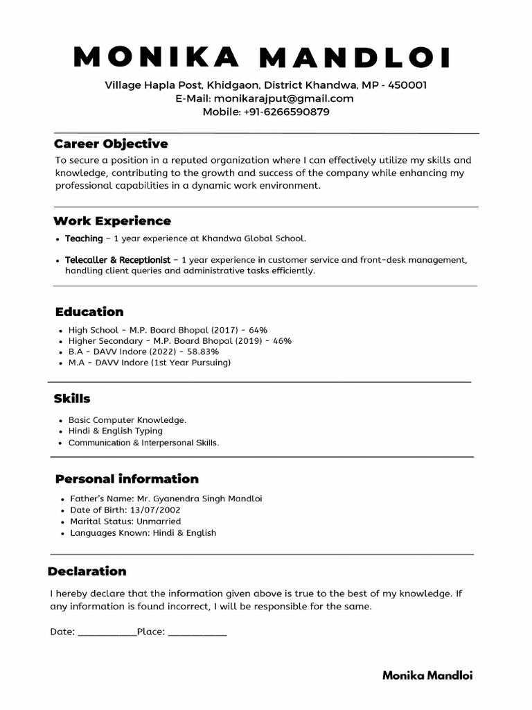 White Simple Resume - 20250214 - 014309 - 0000 | PDF