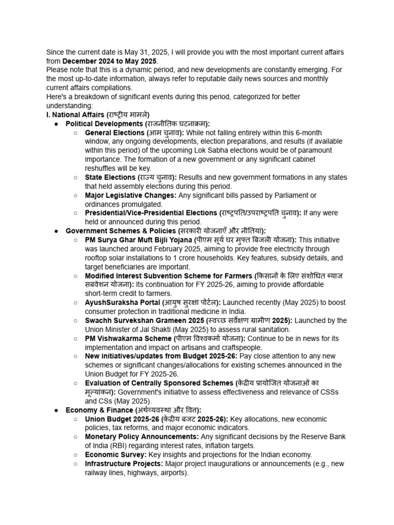 Can You Provide Me The Last 6 Months Most Importan... | PDF