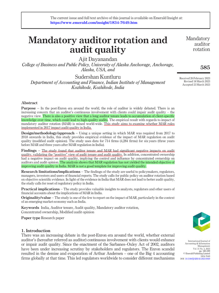 10 1108 - Ijaim 02 2023 0049 | PDF | Audit | Auditor's Report