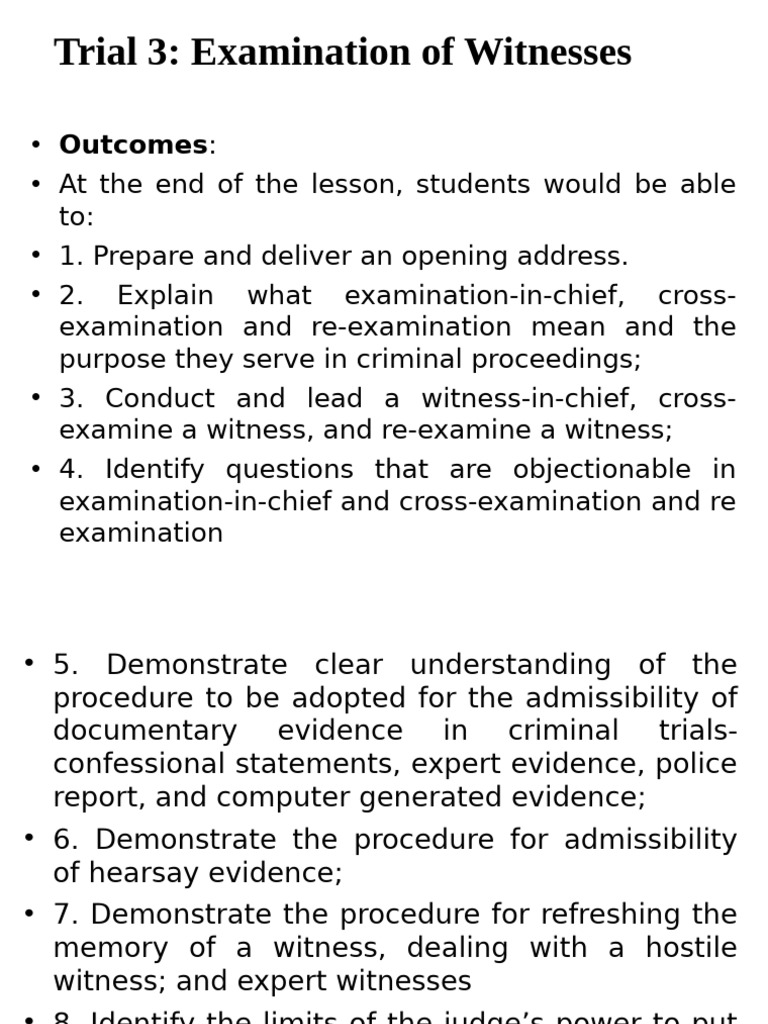 Witness Examination in Criminal Trials | PDF | Witness | Evidence (Law)