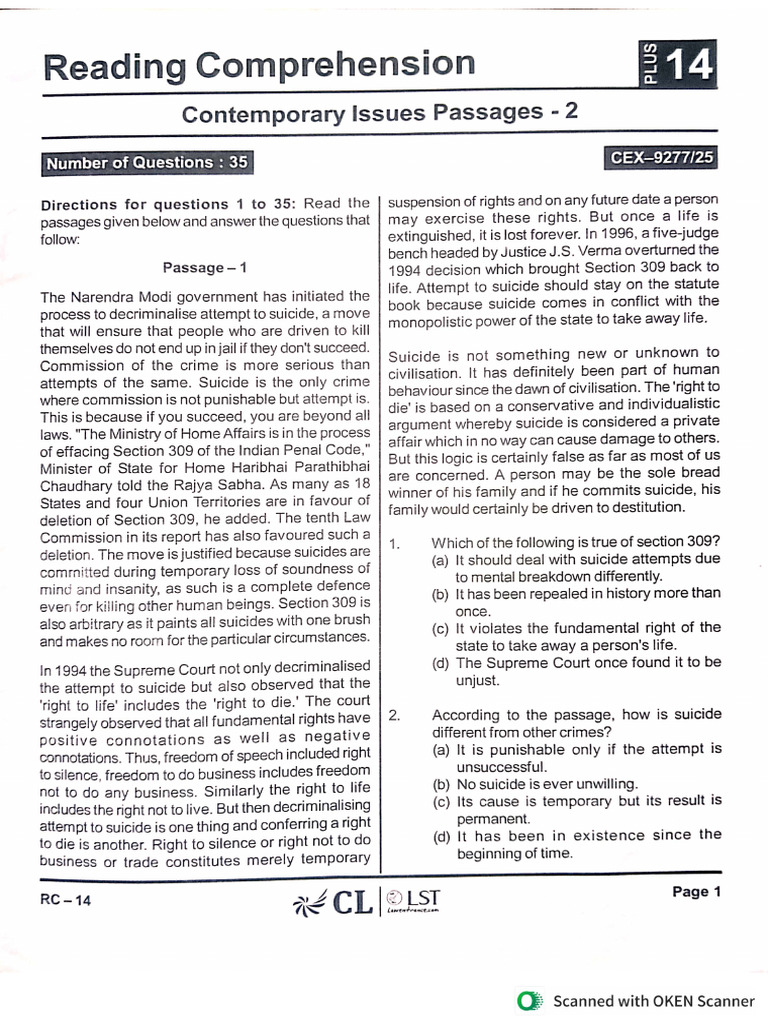Reading Comprehension.14 | PDF