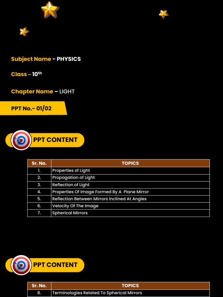 CBSE X Physics Light Split 01 | PDF | Light | Reflection (Physics)