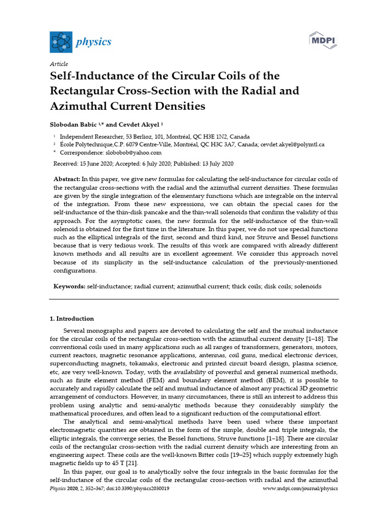 Self-Inductance of The Circular Coils of The Recta | PDF | Inductance ...