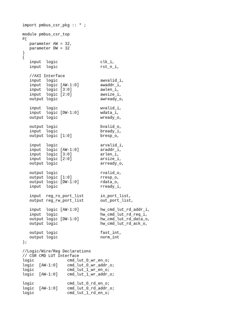 Instanciación de PMBus CSR en Verilog | PDF