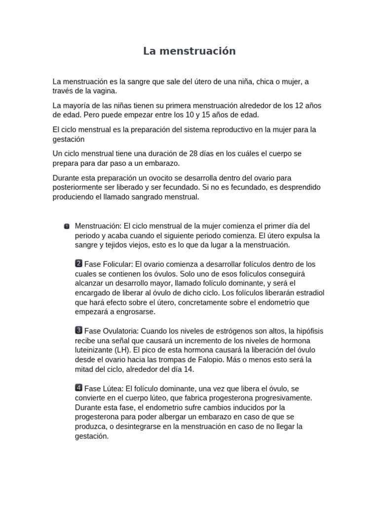 La Menstruación | PDF