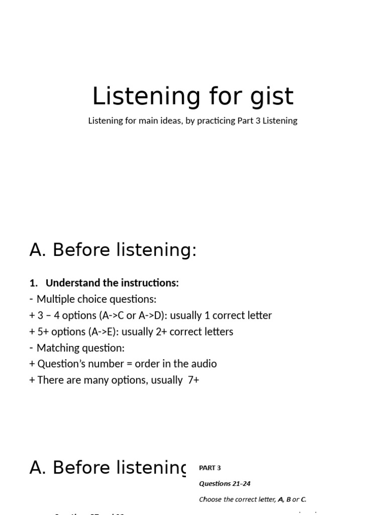 Listening For Gist | PDF