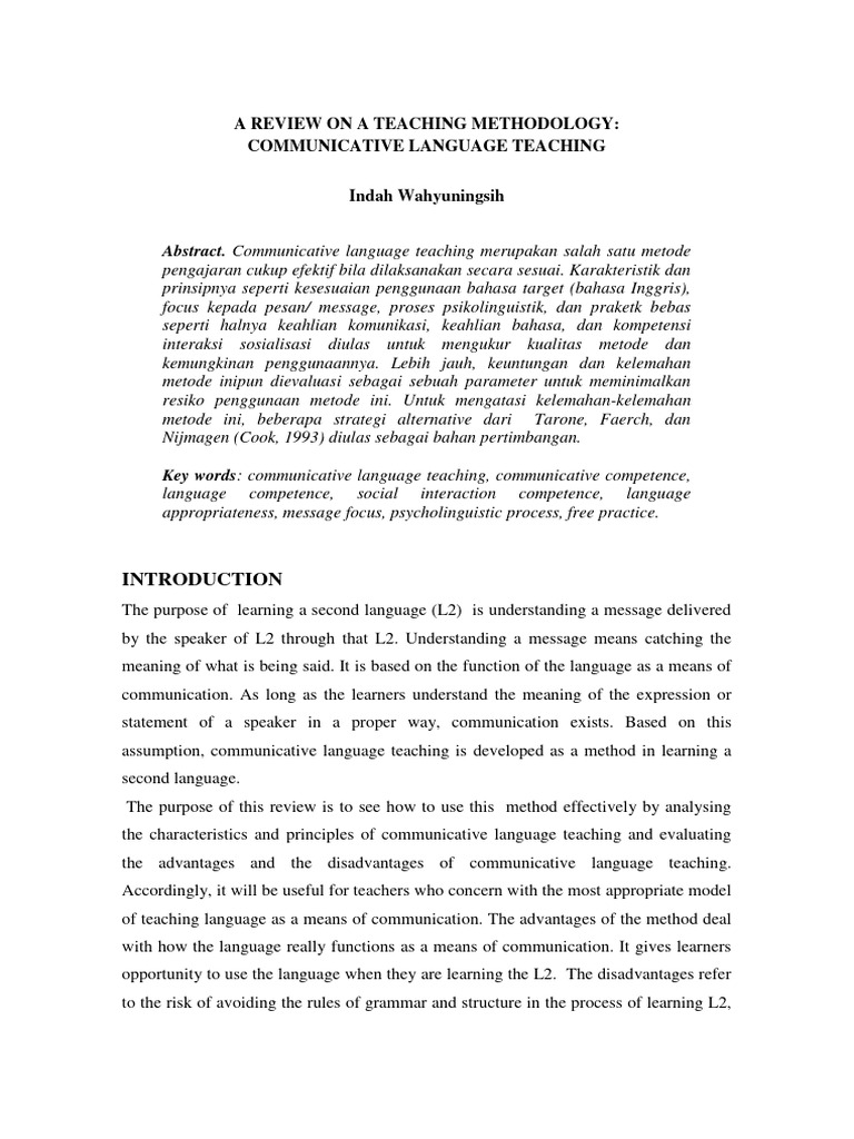 A Review On A Teaching Methodology Commu | PDF | Second Language | Fluency