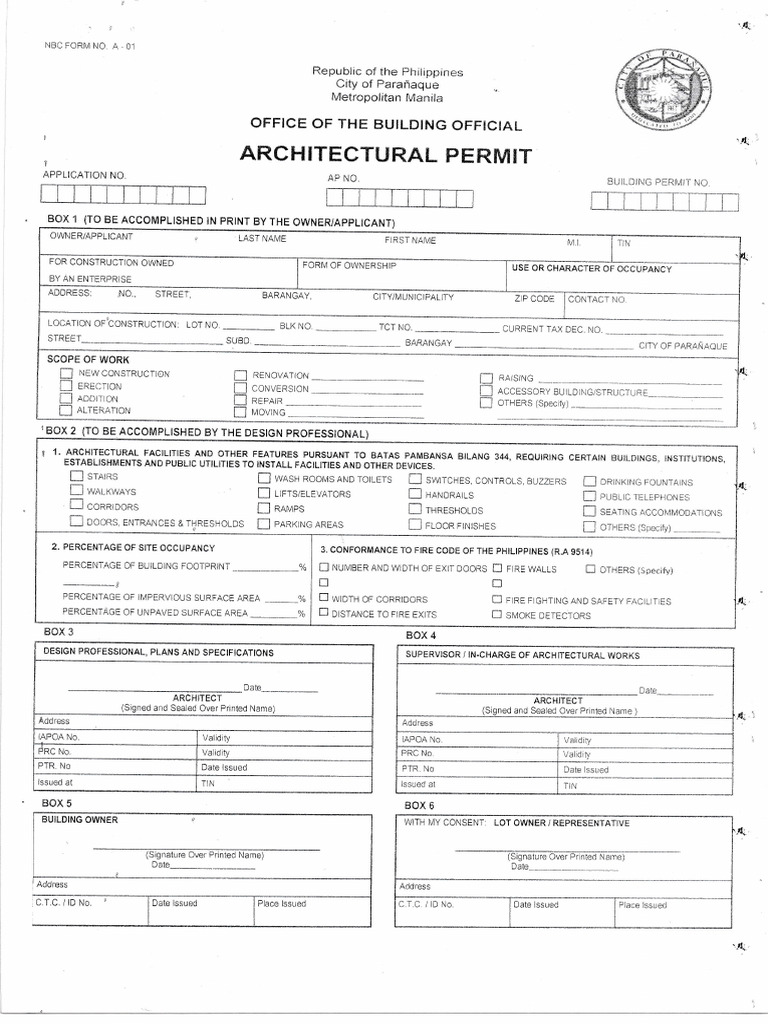 Architectural Permit-Parañaque City | PDF