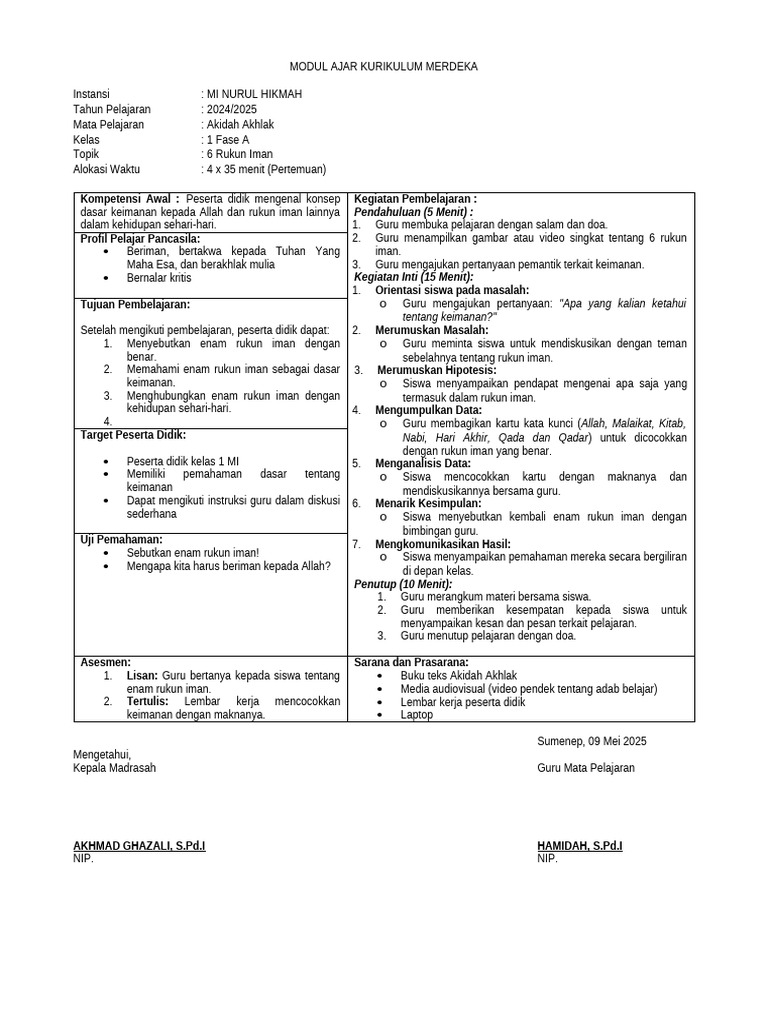 Modul Ajar Aa Kumer | PDF