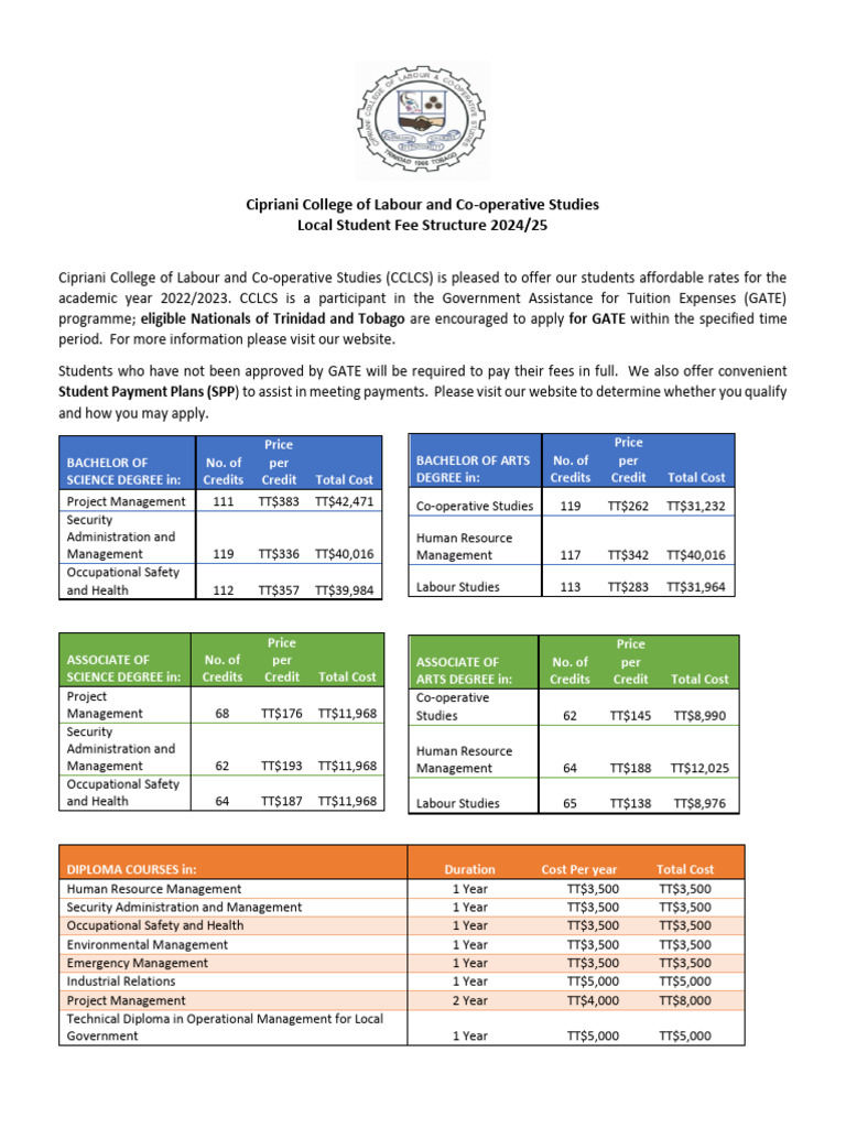 Local Student Fee Structure 2024 2025 | PDF | Tuition Payments | Diploma