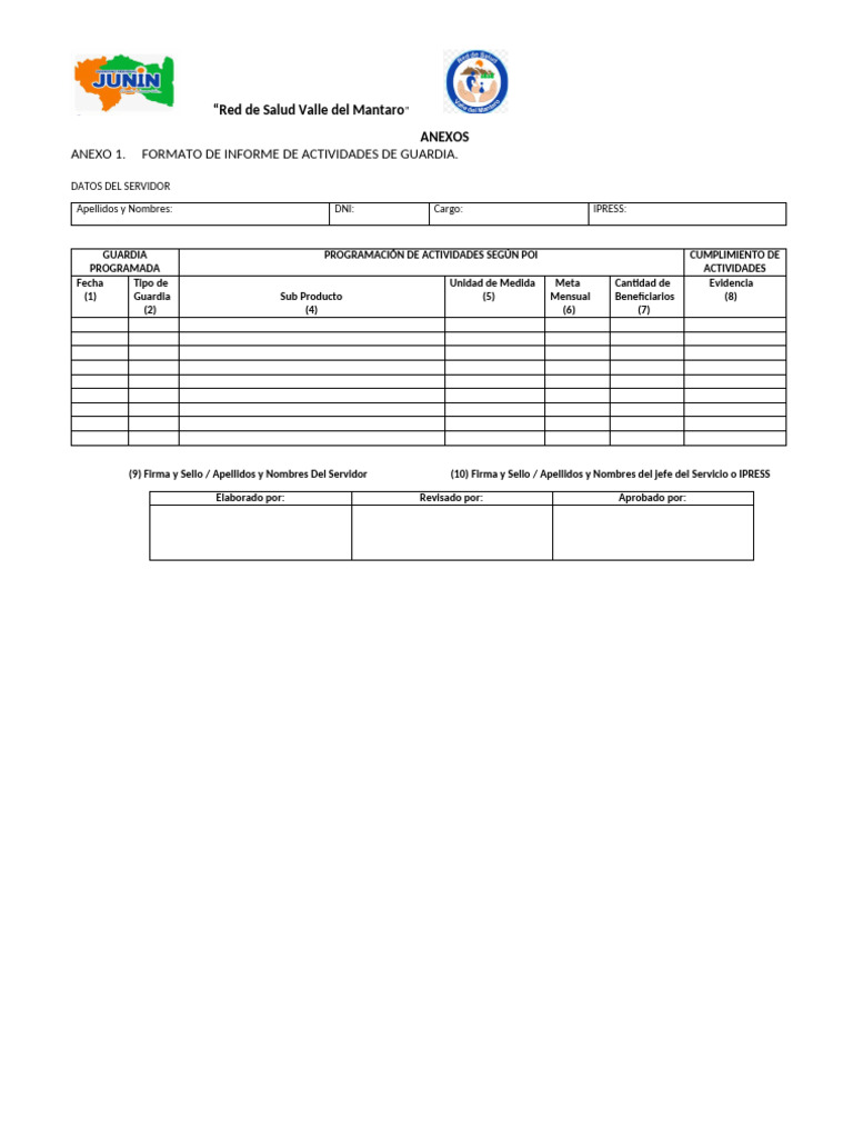 Formato de Actividades 2025 Ocopa | PDF