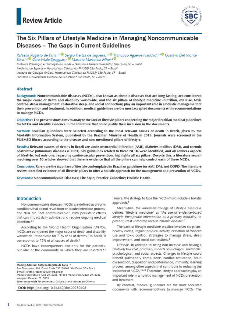 The Six Pillars of Lifestyle Medicine in Managing Noncommunicable ...