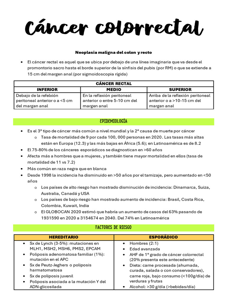 Diagnóstico y Epidemio CCR | PDF | Cáncer colonrectal | Especialidades Medicas