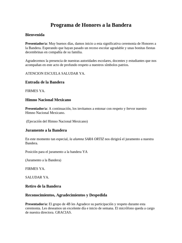 Programa de Honores A La Bandera | PDF