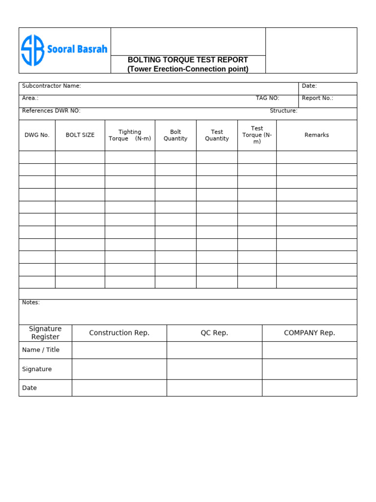 Bolting Torque Test Report QC | PDF
