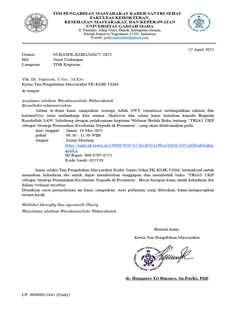 15 Surat Undangan Bedah Buku Dr. Supriyati, S.sos., M.kes | PDF