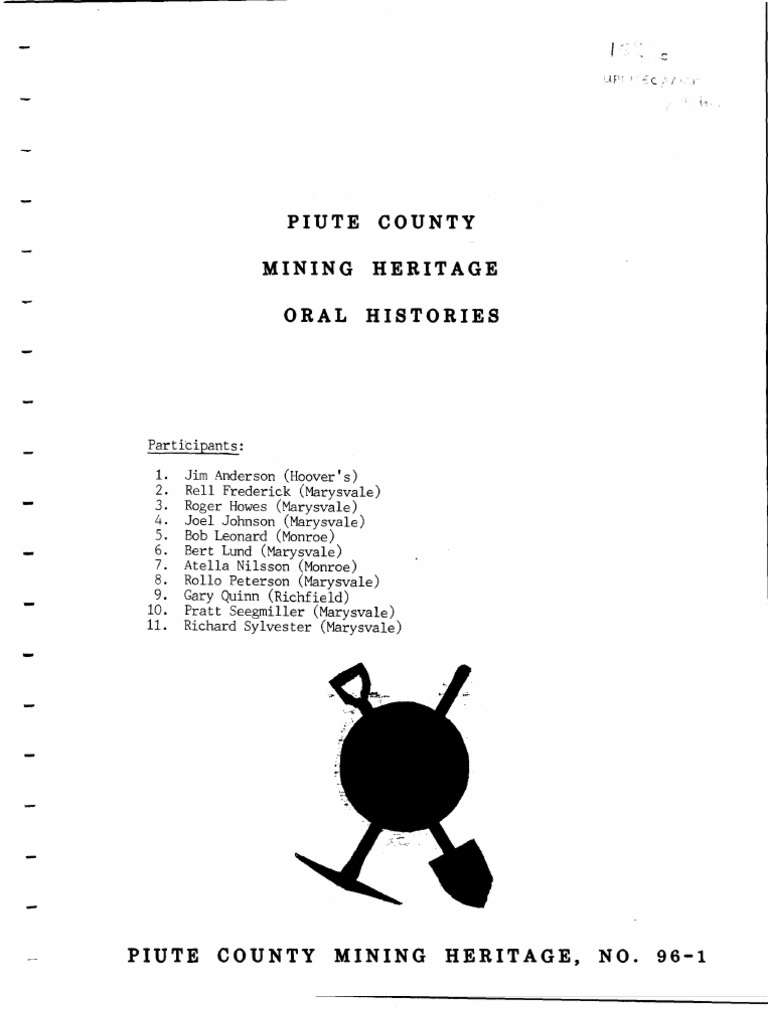 Piute County UT (Marysvale) Mining Heritage Oral Histories | PDF | Coal ...