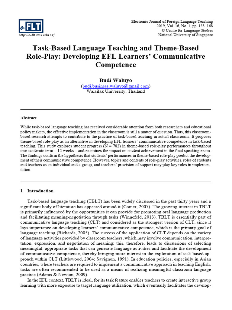 Enhancing EFL Competence via Role-Play | PDF | Second Language | Learning