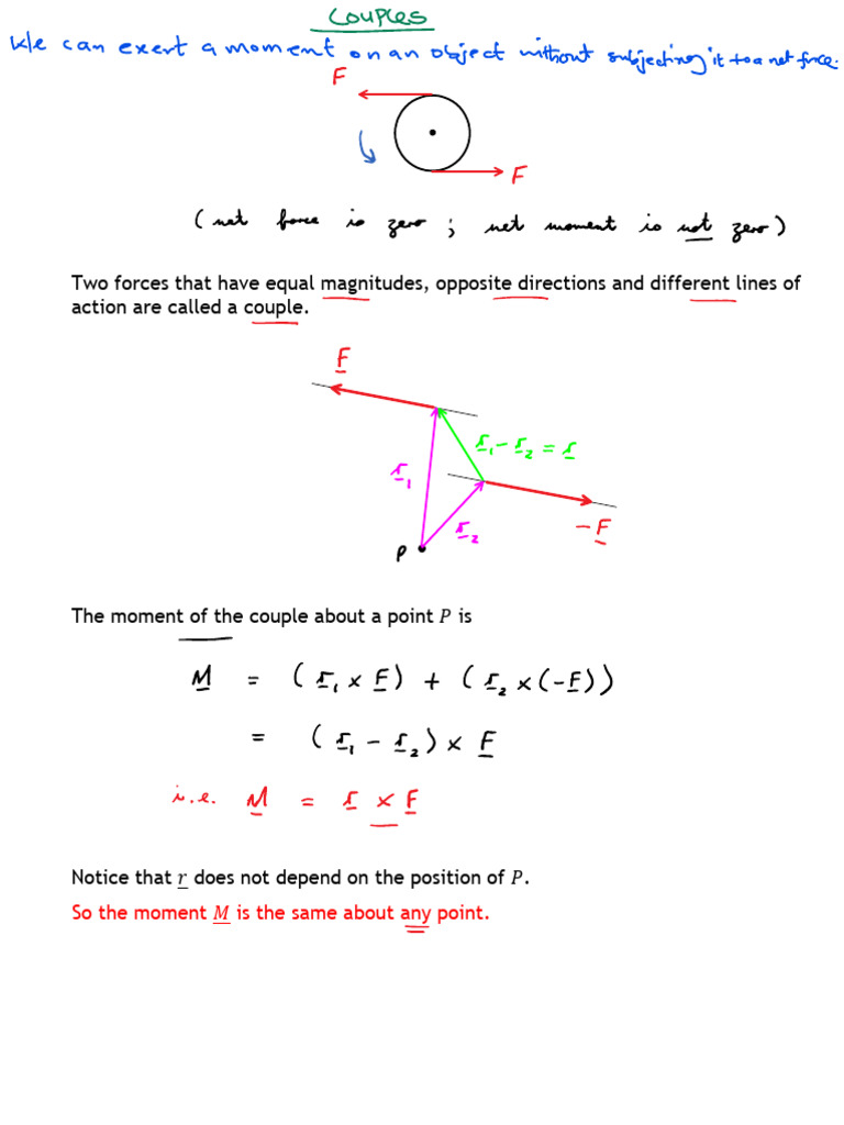 Week 12 - Lecture Notes With Examples - Couples and Their Moments in 2 ...