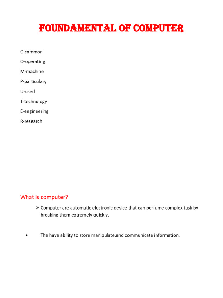 Foundamental of Computer | PDF