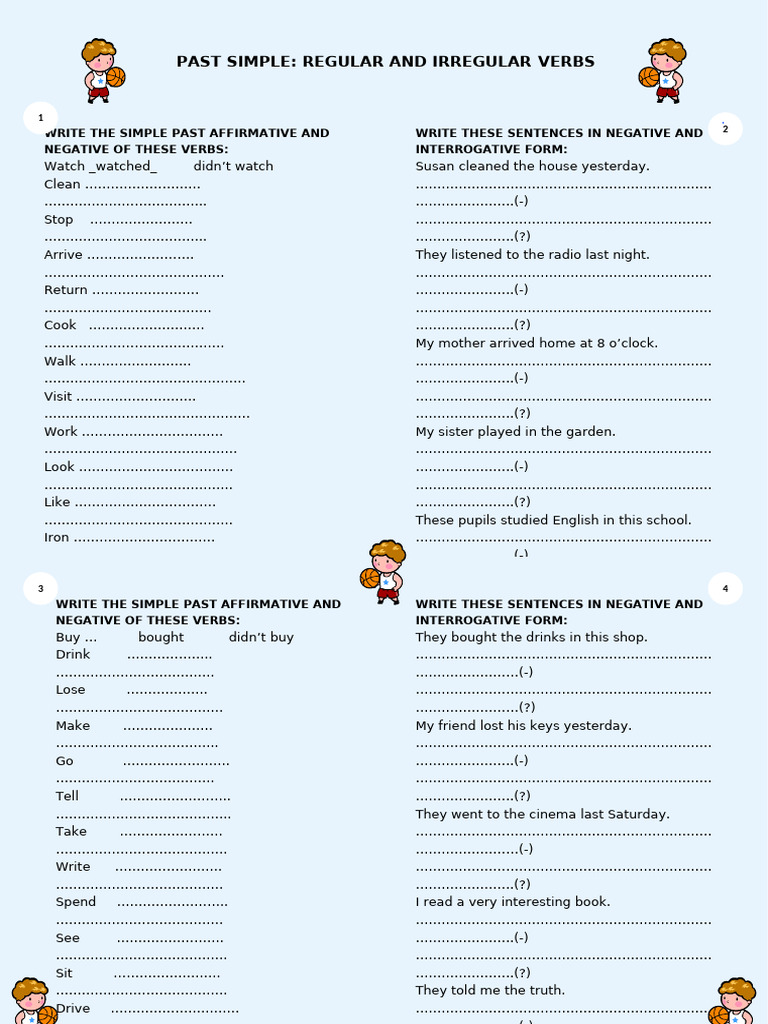 Simple Past Tense Exercises | PDF | Grammar | Morphology