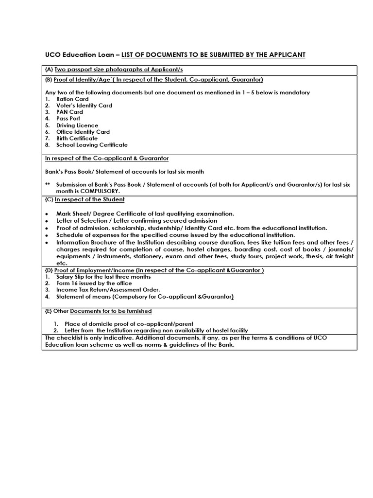 UCO Education Loan | PDF