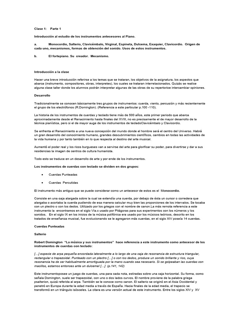Historia Del Pianismo. | PDF | Clave | Piano