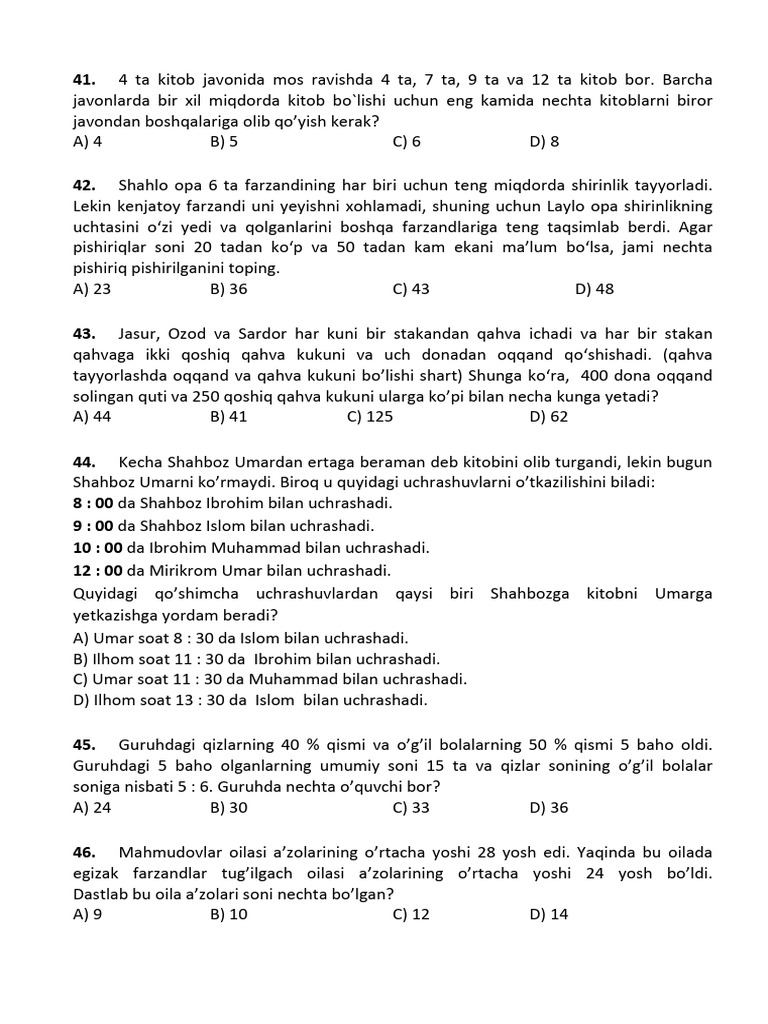 2024 Iyun Testi. Javobsiz | PDF