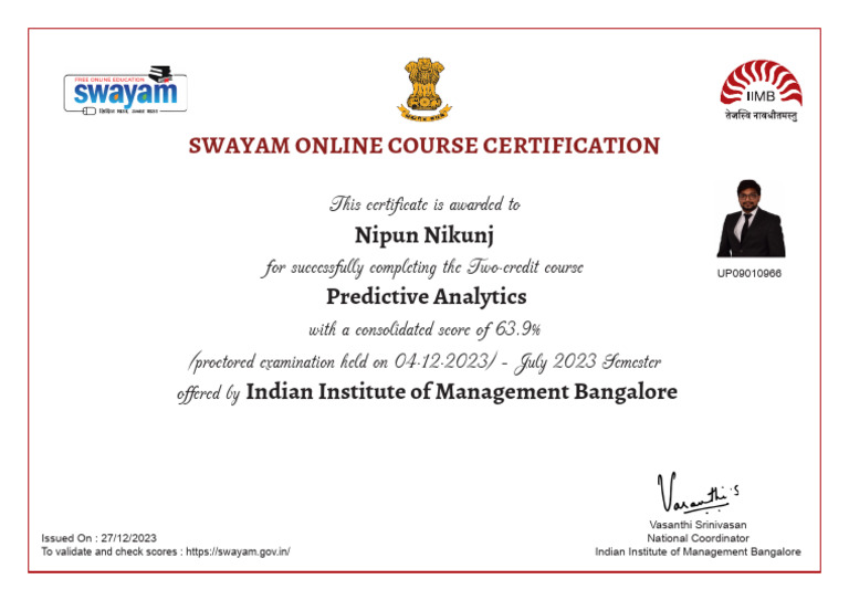 Predictive Analytics - IIM B Certificate | PDF
