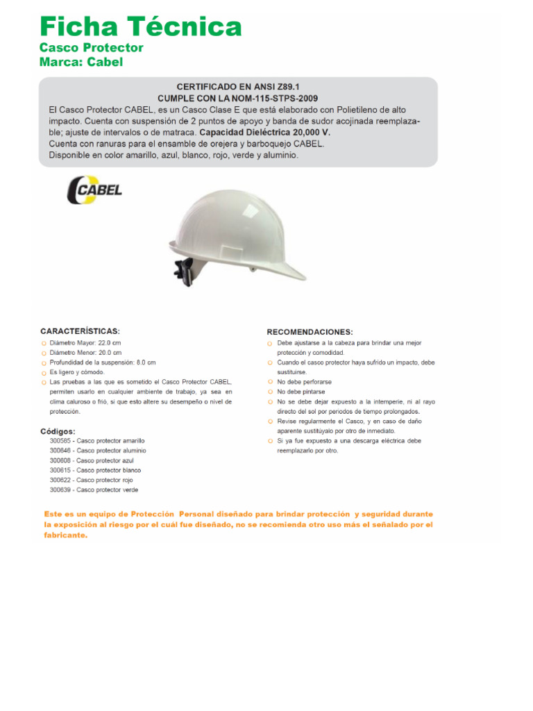 Casco Cabel | PDF