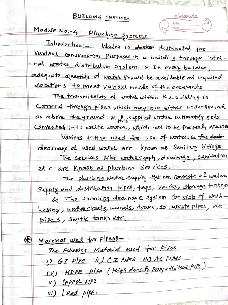 Basic Civil Plumbing Notes | PDF