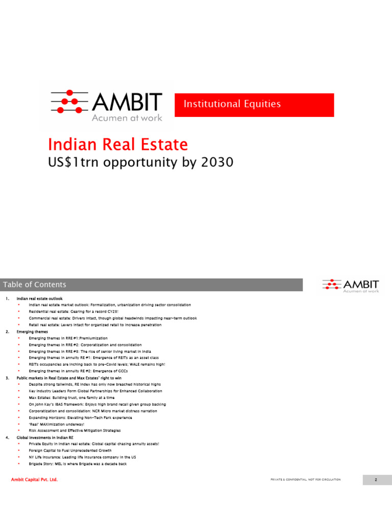 Ambit Capital - Presentation On Indian Real Estate For New York Life ...