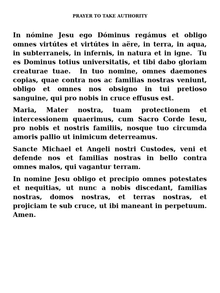 Prayer To Take Authority | PDF