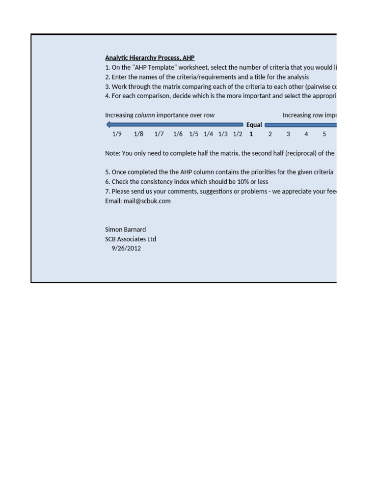 AHP Template SCBUK | PDF | Applied Mathematics