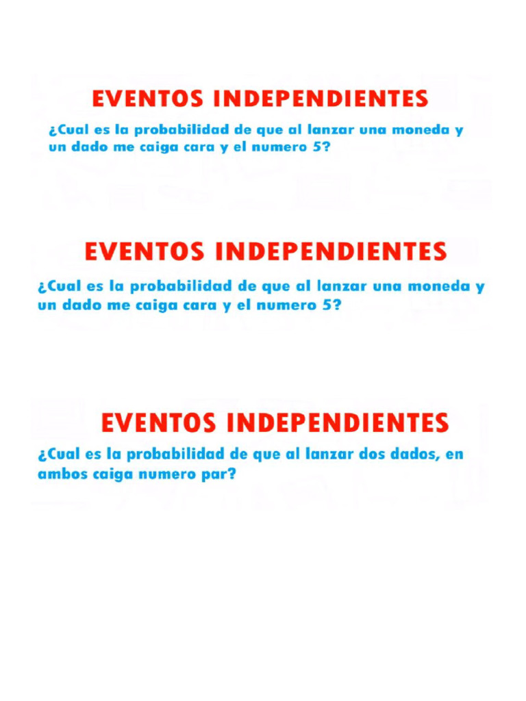 Ejercicios de Eventos Dependientes e Independientes | PDF