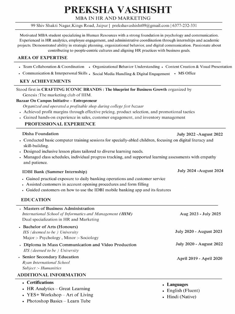 Preksha CV 2025 | PDF