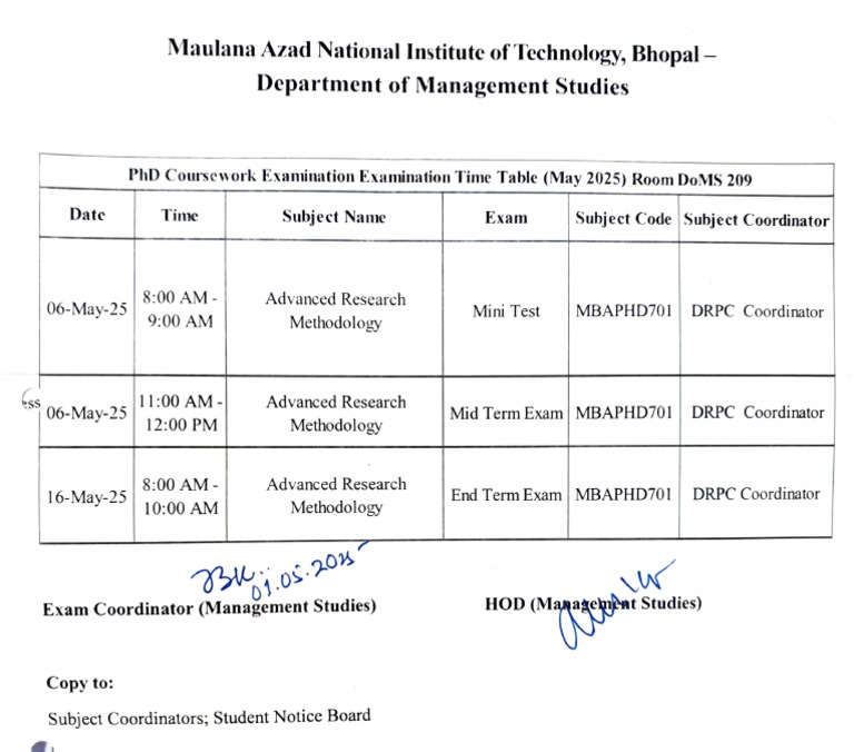 ARM Exam Schedule | PDF