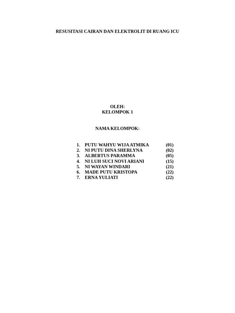Kasus Resusitasi Cairan Dan Elektrolit Pasien Di Icu | PDF