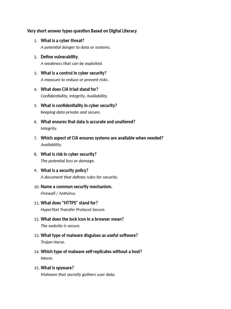 Digital Literacy Question Bank With Answers | PDF