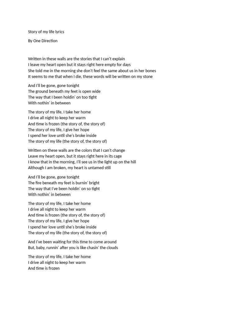 Story of My Life Lyrics | PDF