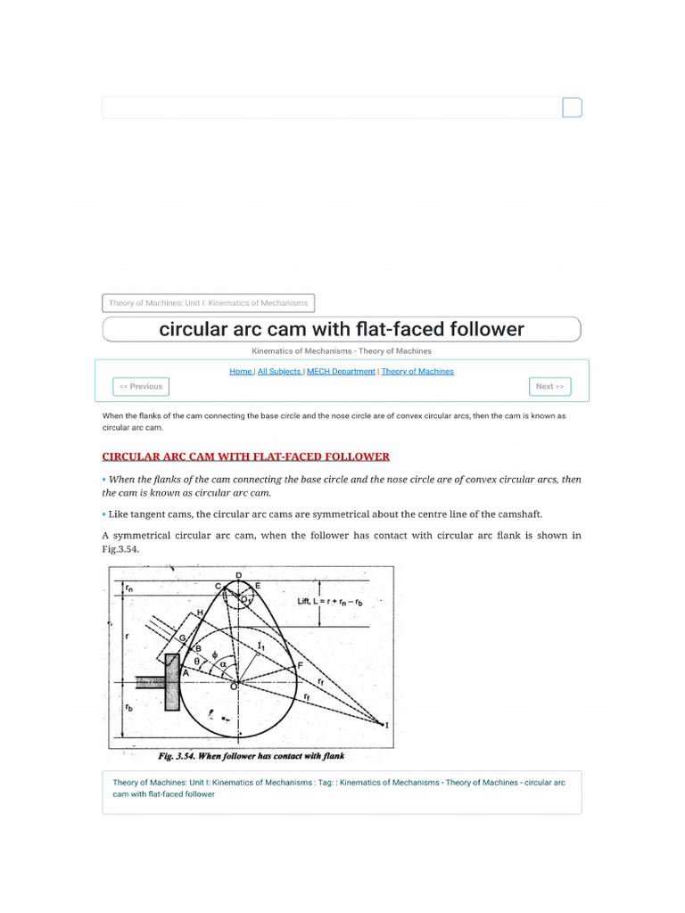 Circular Arc Cam With Flat-Faced Follower - Kinematics of Mechanisms ...