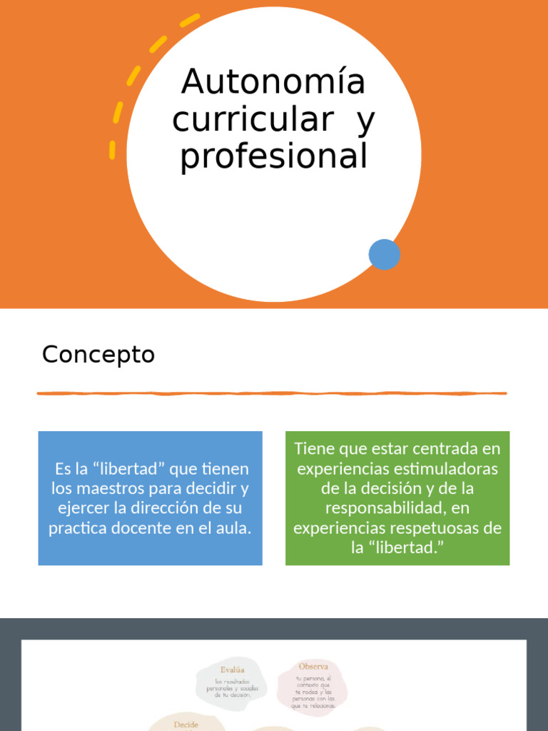 Autonomía Curricular y Profesional Docente | PDF